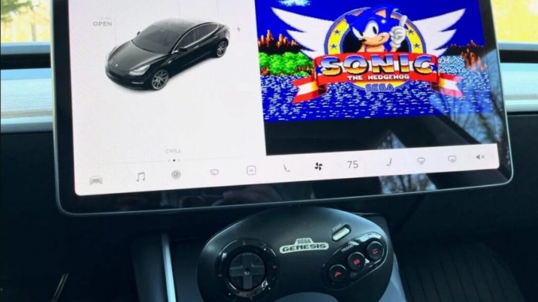 Tesla add Sonic the Hedgehog game in Tesla Arcade