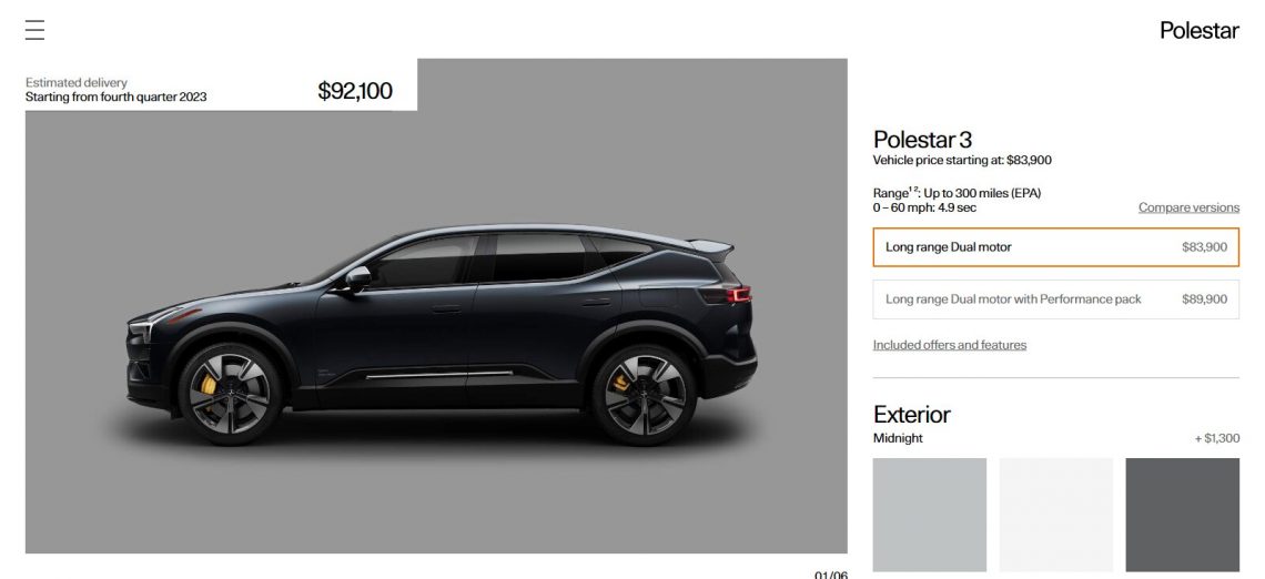 Polestar 3 configurator is now live, Performance pack option up SUV ...