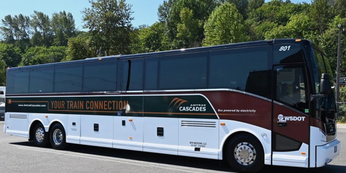 Amtrak Introduces First Electric Bus on Cascades Route, Advancing ...