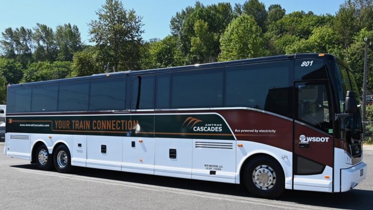 Amtrak Introduces First Electric Bus on Cascades Route, Advancing ...